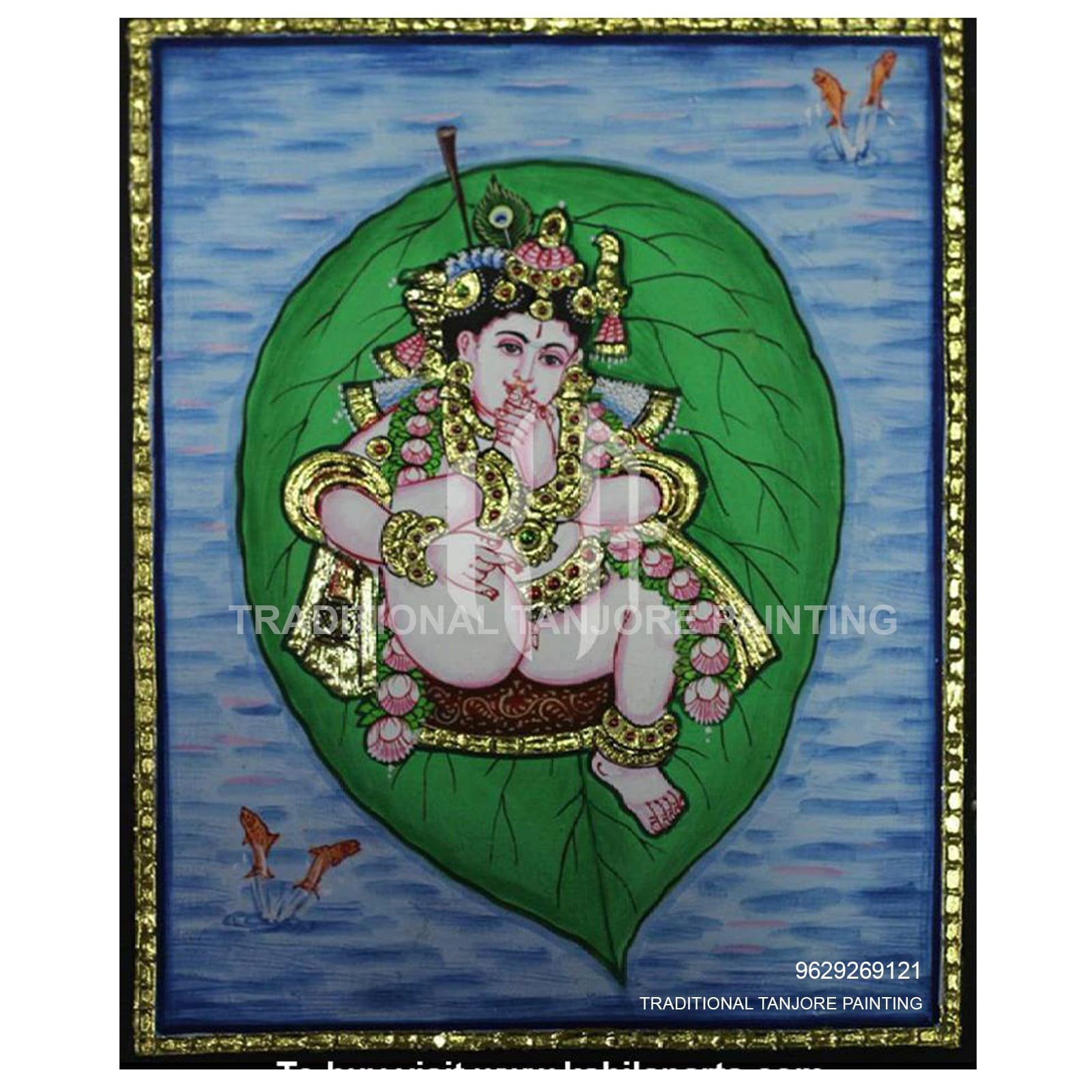 Baby Krishnan on Leaf painting